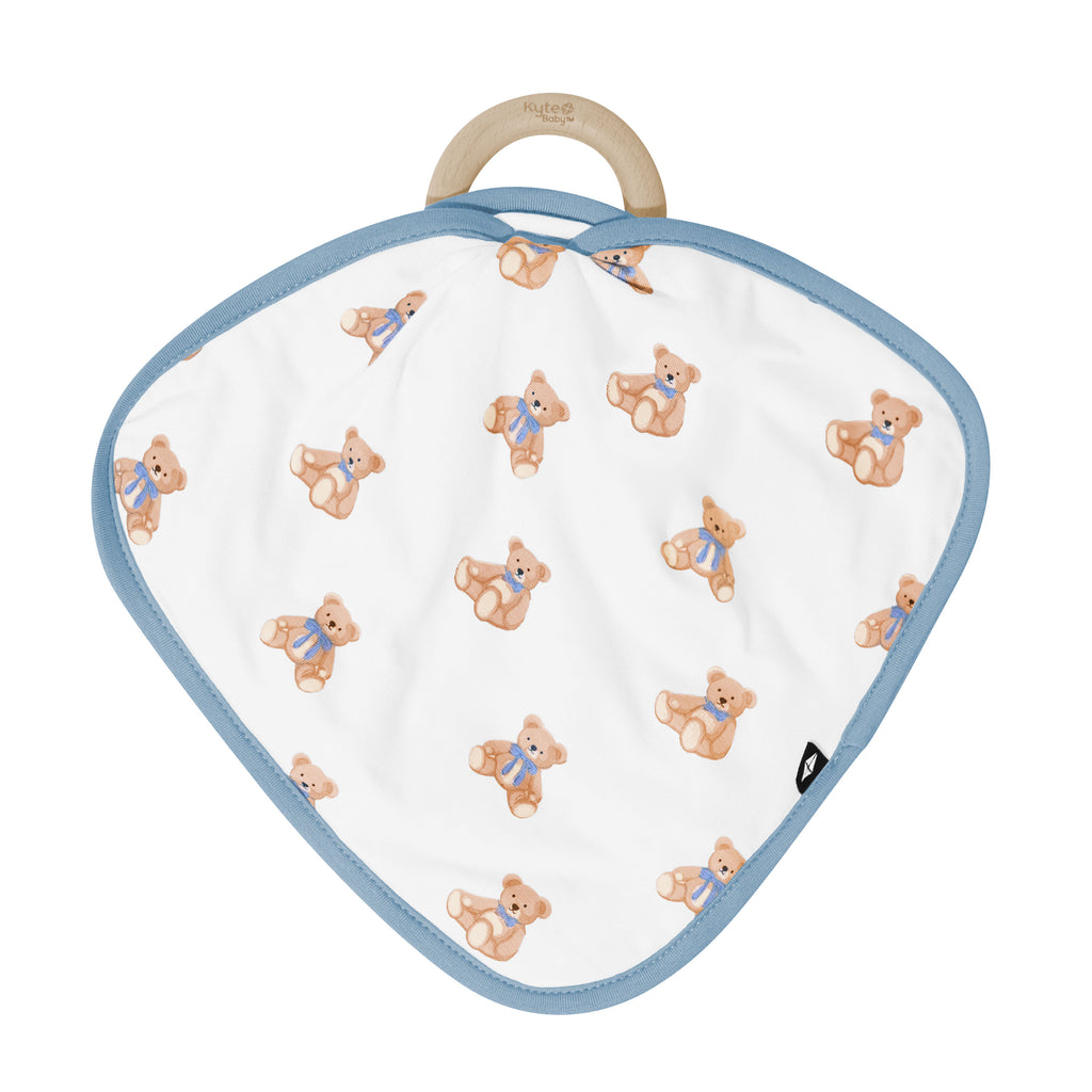 Lovey in Teddy Bear with Removable Wooden Teething Ring