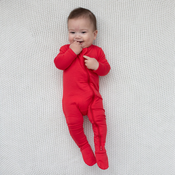 Zippered Footie in Cardinal