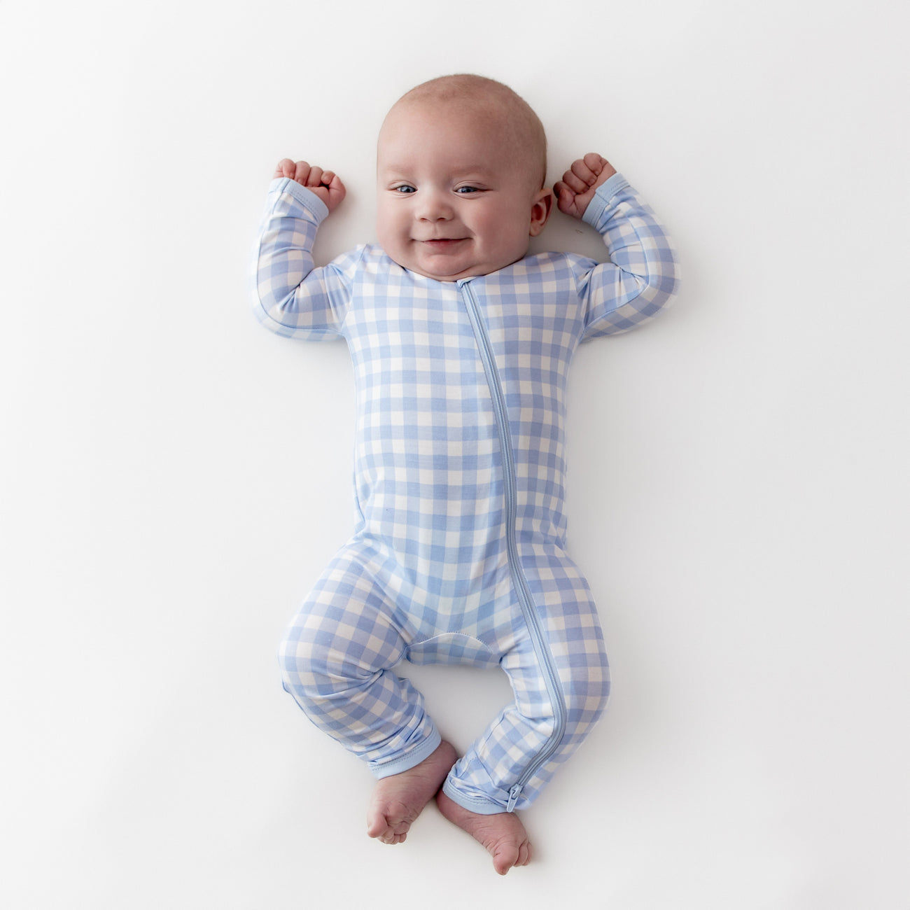 Zippered Romper in Gingham Breeze