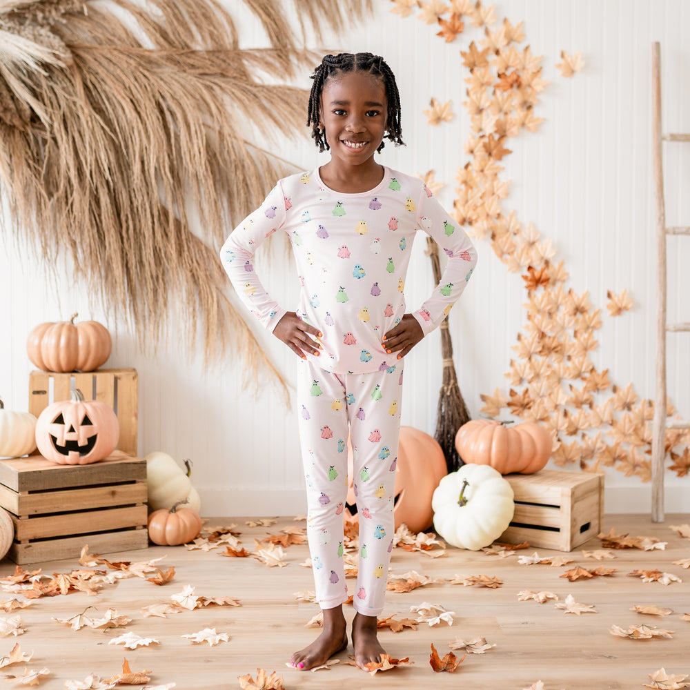 Long Sleeve Pajamas in Pastel Ghost