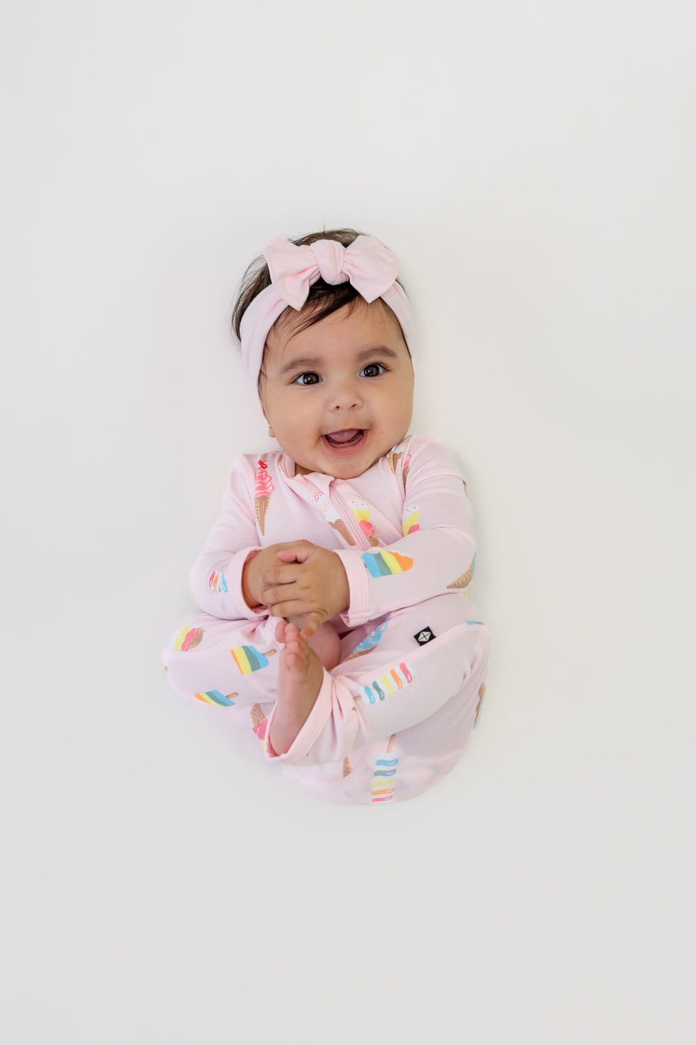 Zippered Romper in Sakura Ice Cream