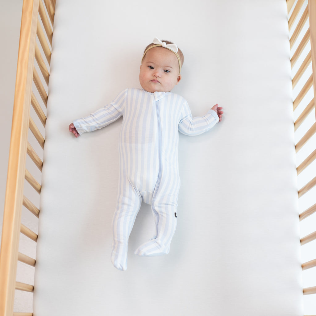 Zippered Footie in Small Mist Stripe