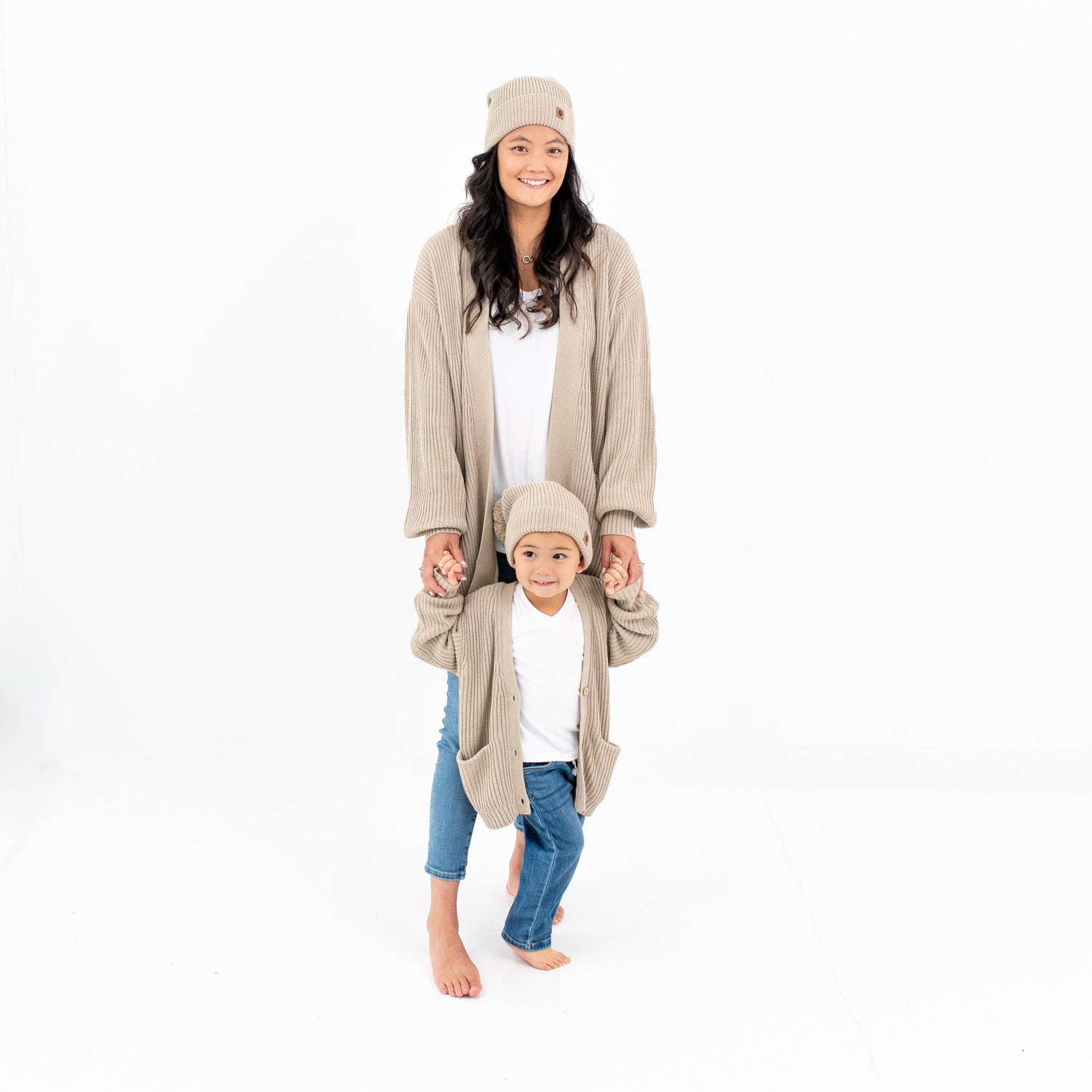 Chunky Knit Women's Oversized Cardigan in Almond | Kyte Baby