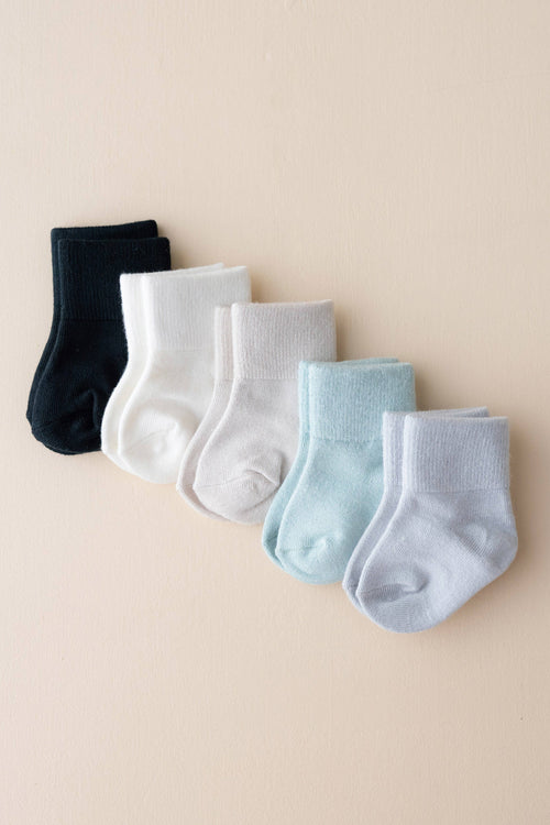 Bamboo Quarter Socks Combo 5-Pack in Neutral | Kyte Baby