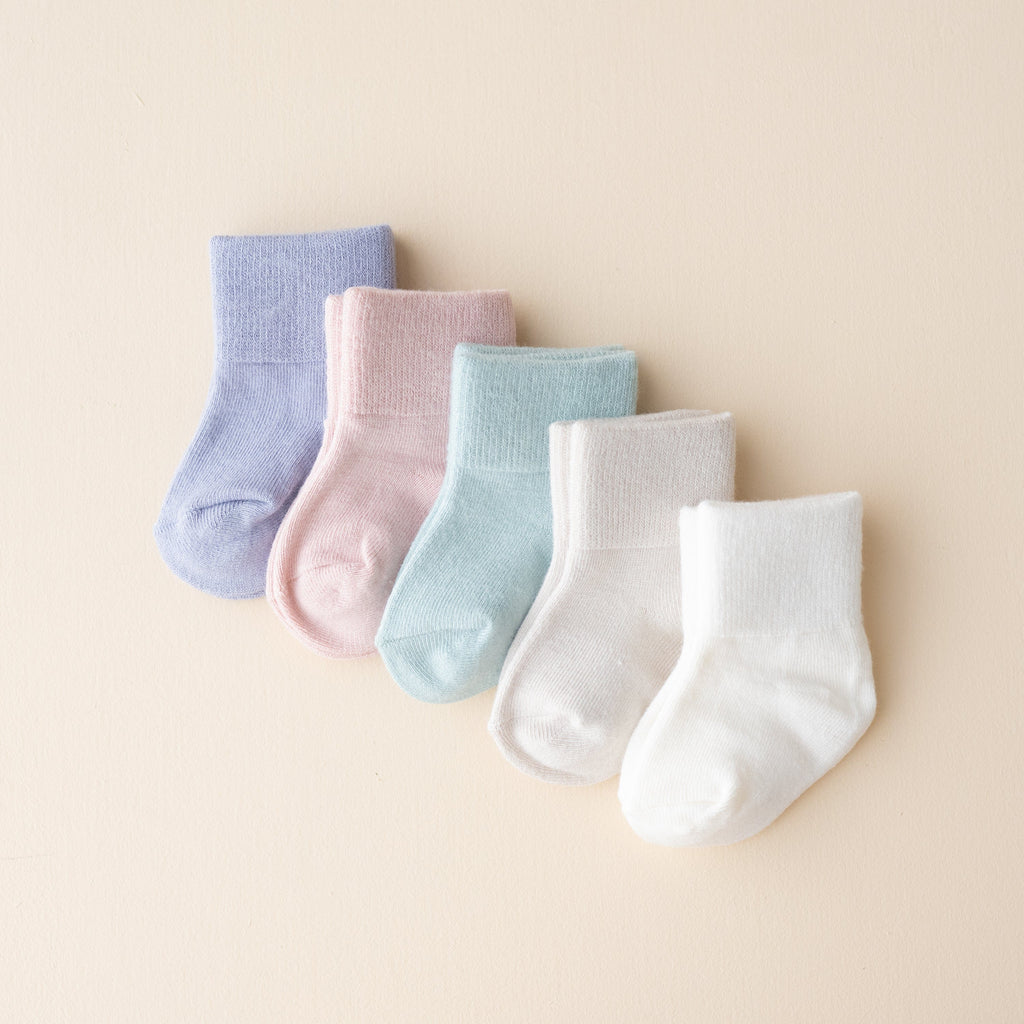 Bamboo Quarter Socks Combo 5-Pack in Pastel | Kyte Baby