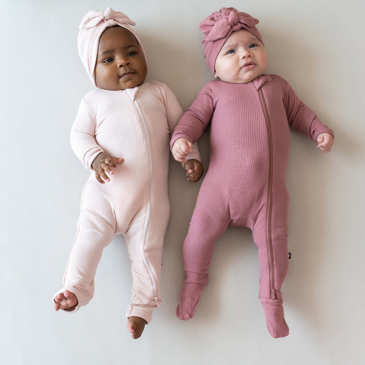 Ribbed Zipper Romper in Blush | Bamboo Romper | Kyte Baby