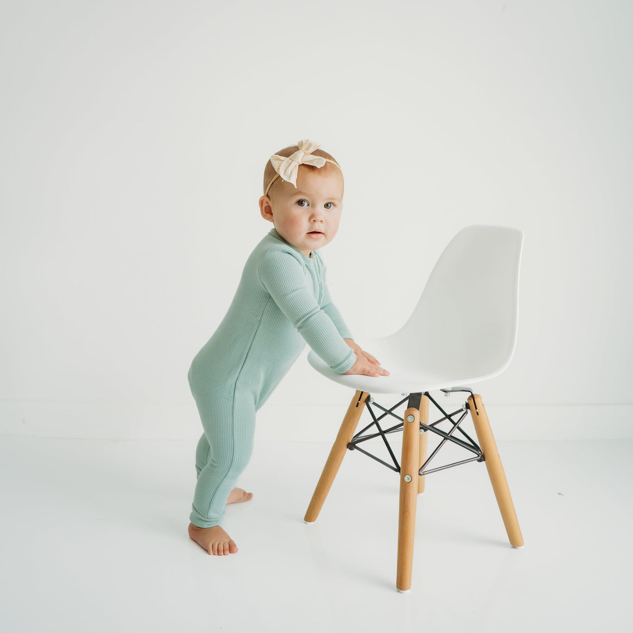 Ribbed Zipper Romper in Sage | Bamboo Romper | Kyte Baby