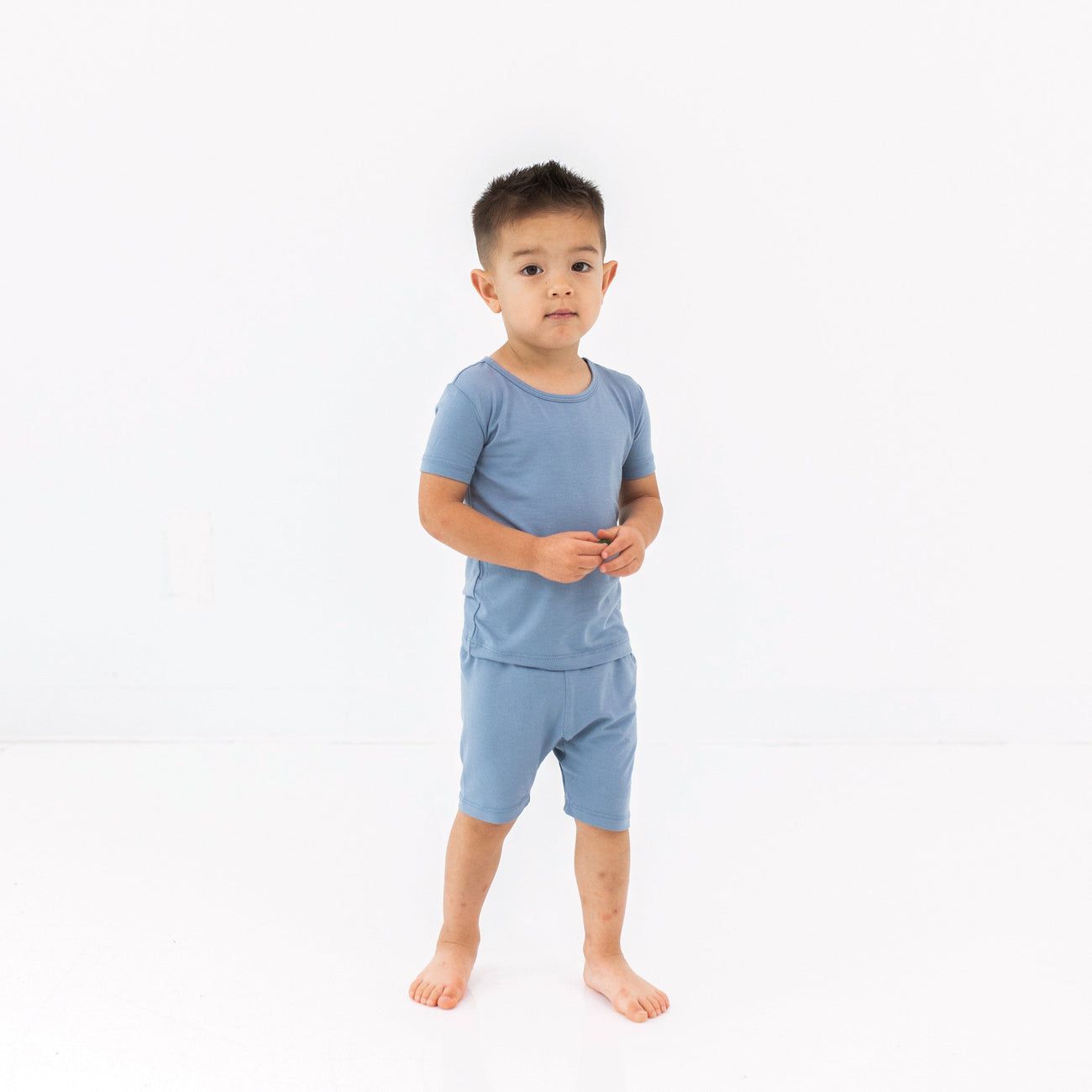 Short Sleeve Pajamas in Slate | Bamboo Pajamas | Kyte Baby