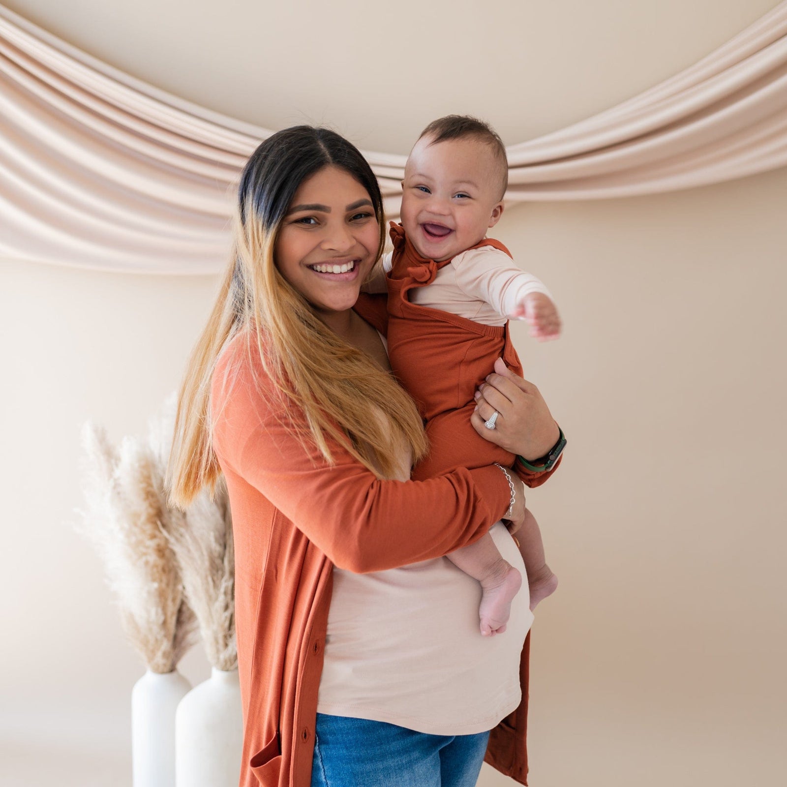 Bamboo Jersey Adult Cardigan in Rust