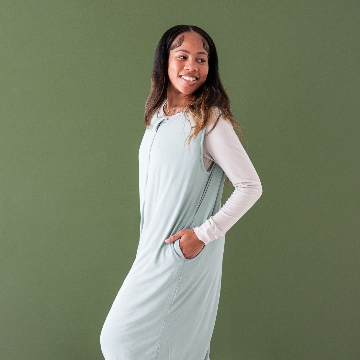 Bamboo Adult Sleep Bag Walker in Sage | Kyte Baby