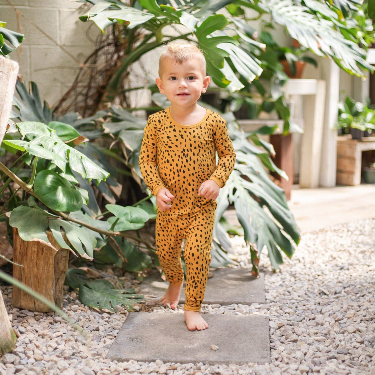 Long Sleeve Pajamas in Marigold Cheetah
